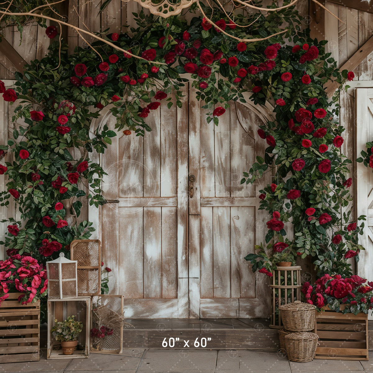 Rustic Rose Garden Entry Backdrop – Kiarah Backdrops