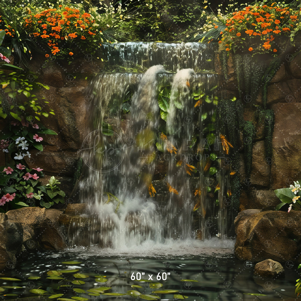 Tranquil Garden Waterfall Backdrop – Kiarah Backdrops