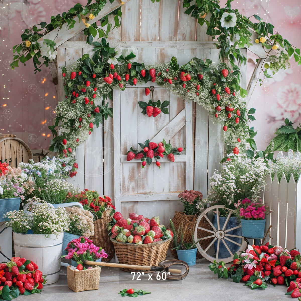Strawberry Garden Paradise Backdrop – Kiarah Backdrops