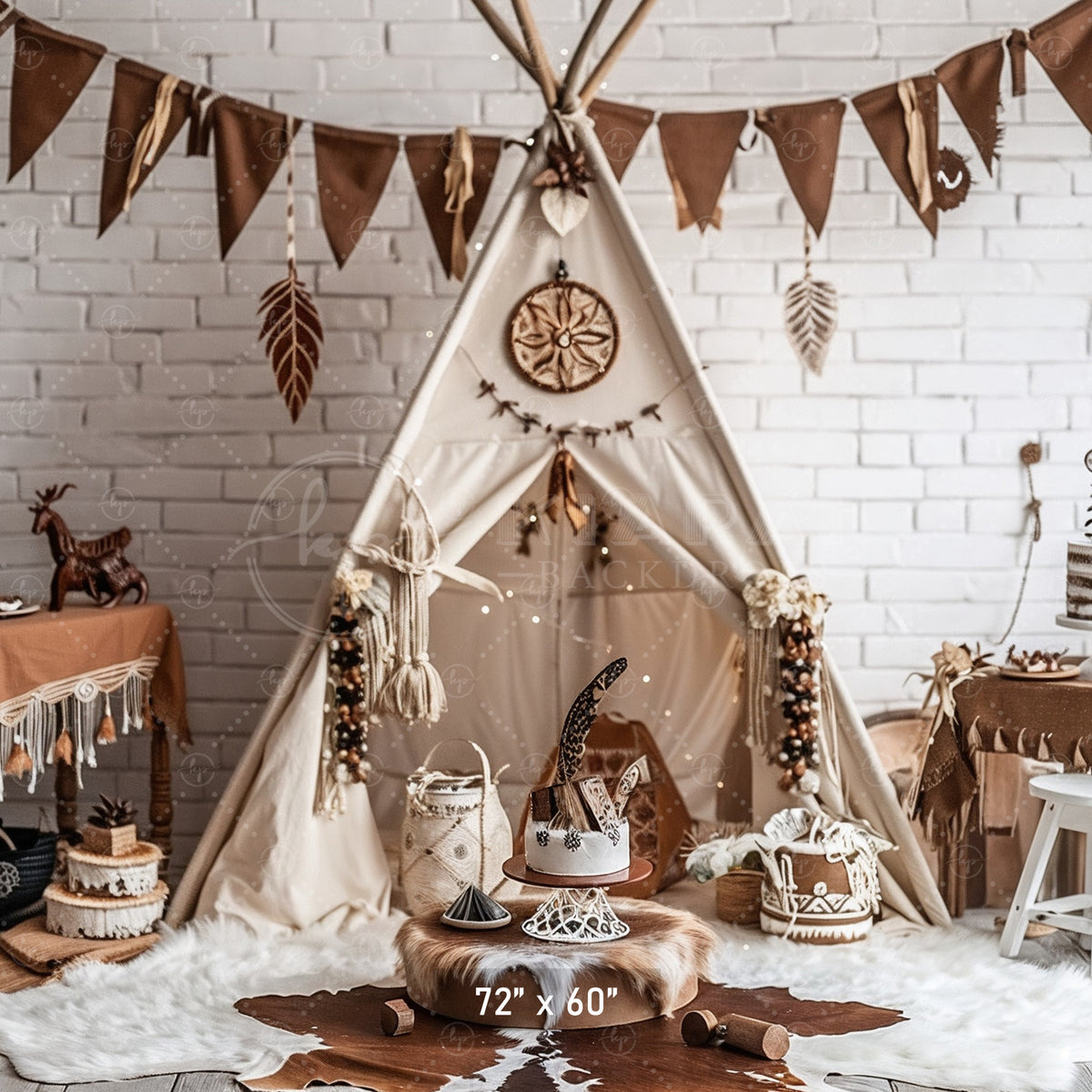Boho Tribal Teepee Backdrop – Kiarah Backdrops