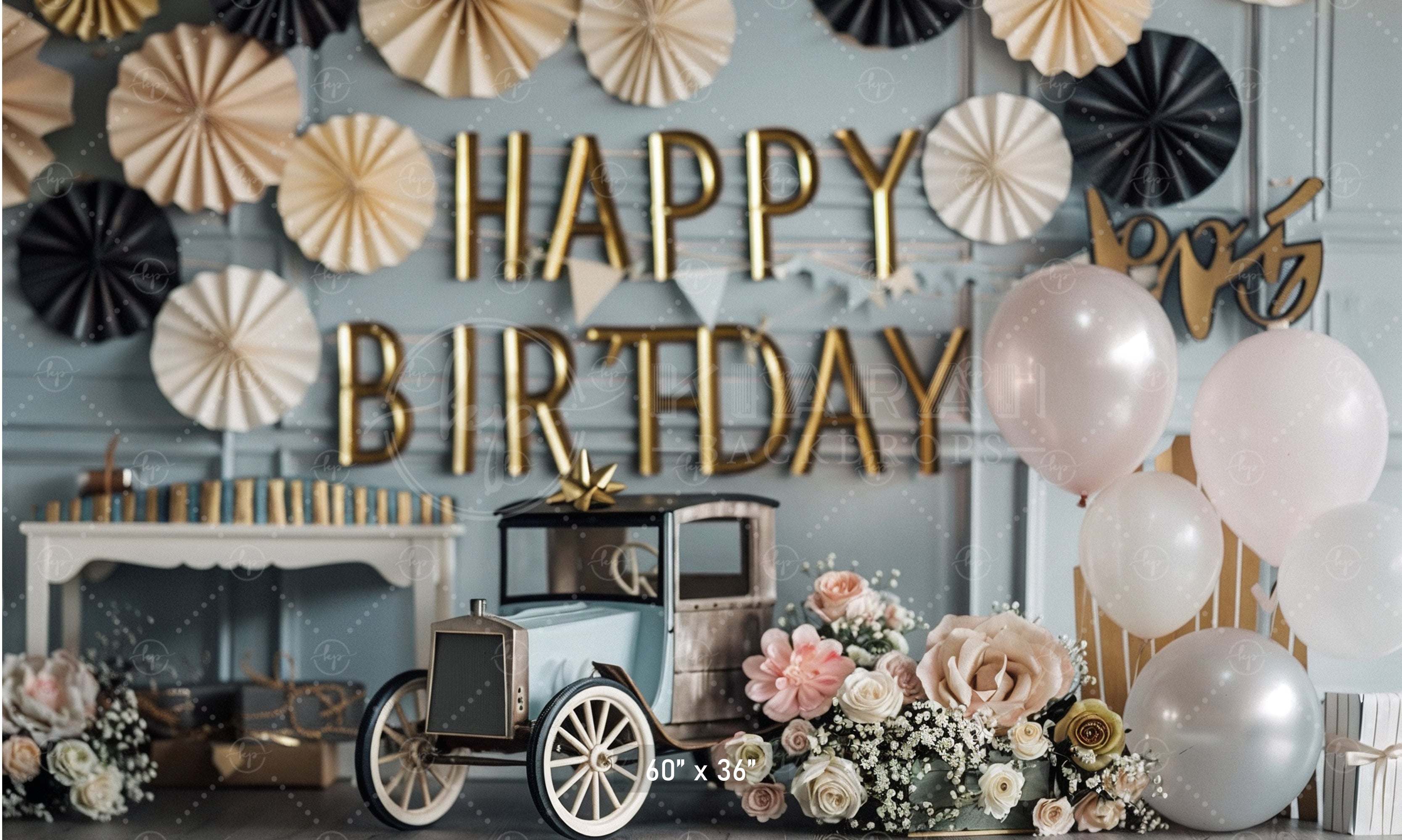 Vintage Floral Birthday Backdrop – Kiarah Backdrops