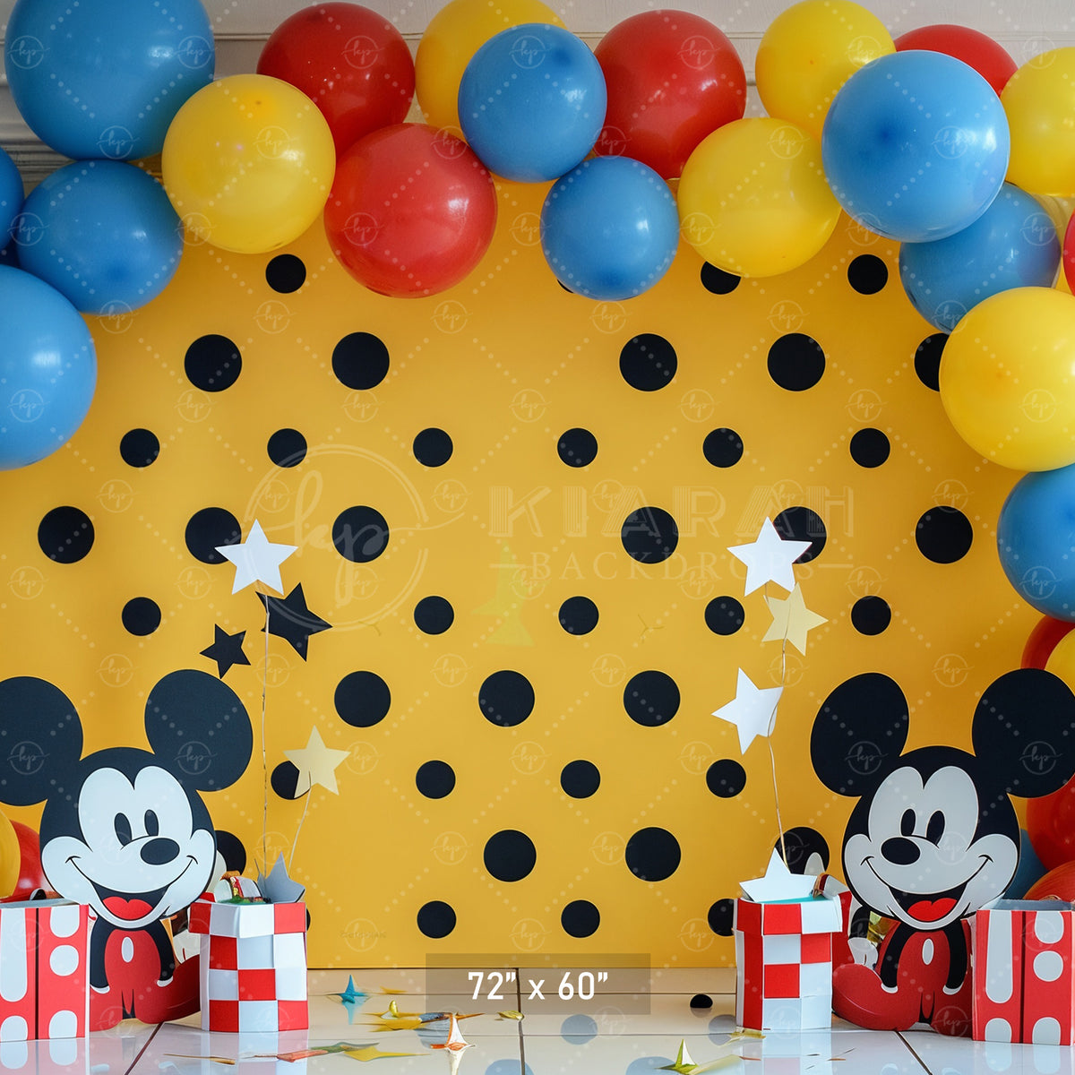 Playful Polka Dot Cartoon Backdrop – Kiarah Backdrops