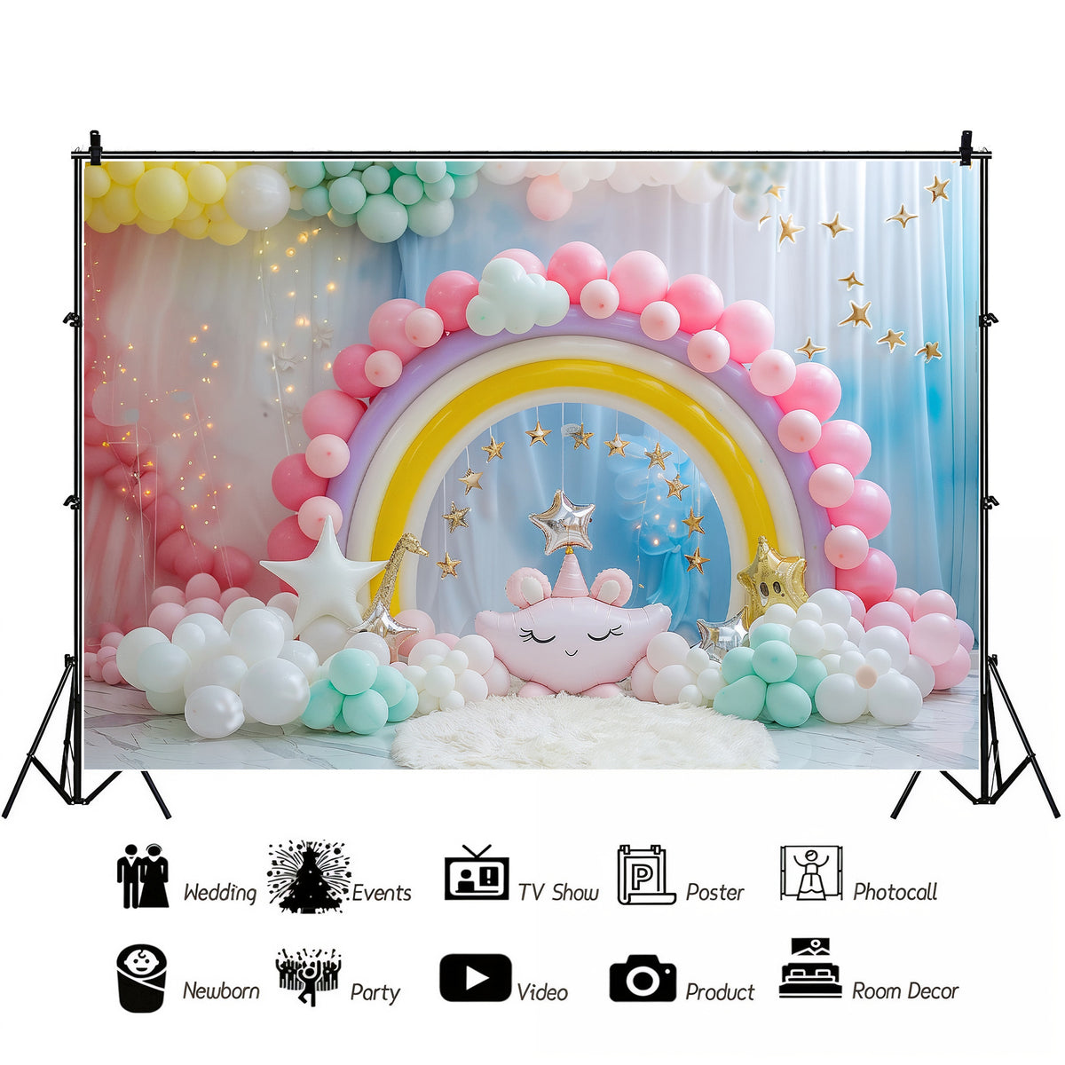 Magical Pastel Rainbow Backdrop – Kiarah Backdrops