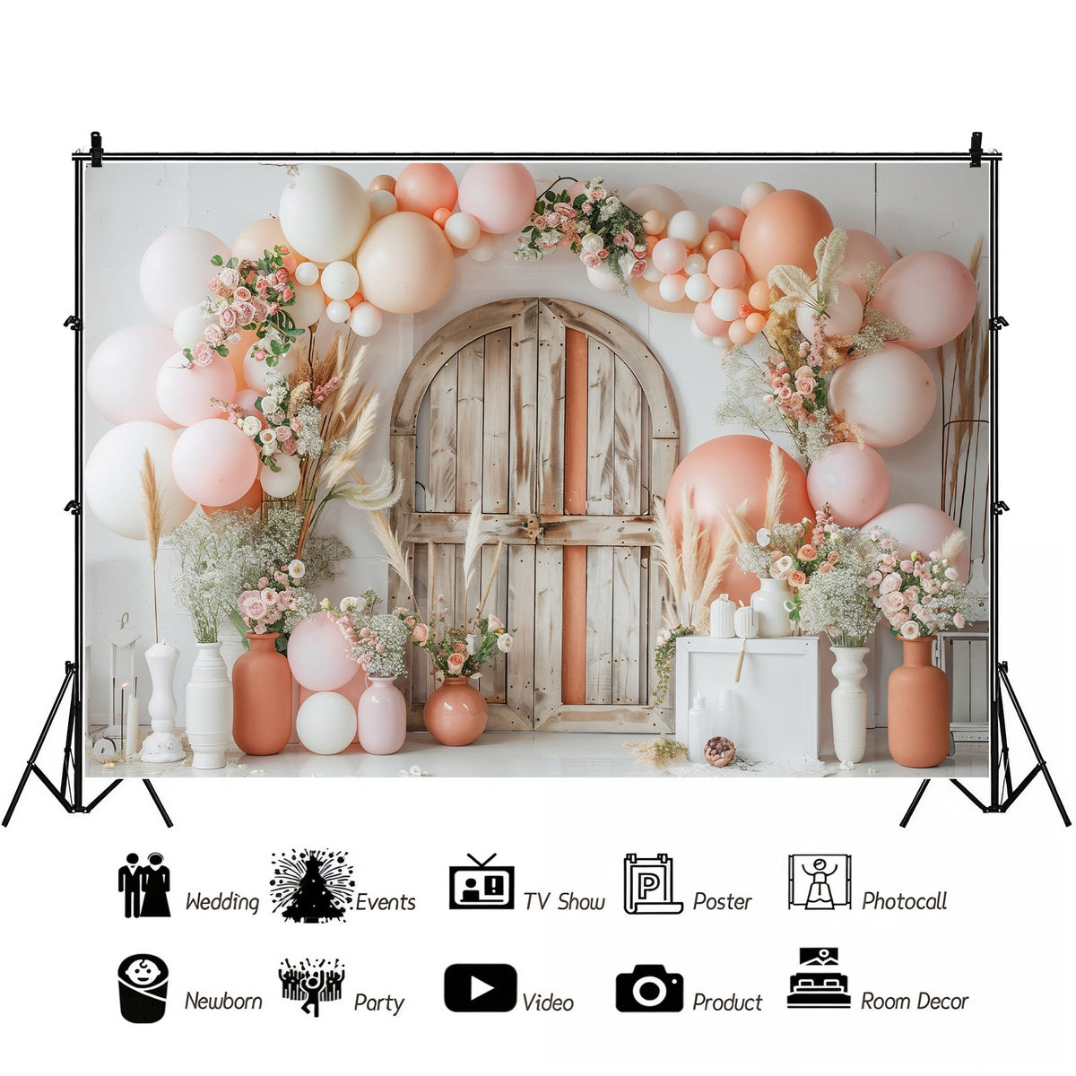 Rustic Floral Arch Door Backdrop – Kiarah Backdrops