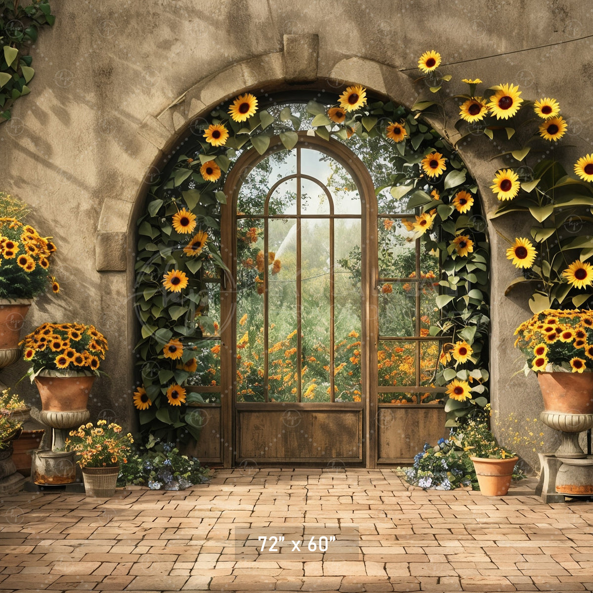 Sunflower Archway Garden Backdrop – Kiarah Backdrops