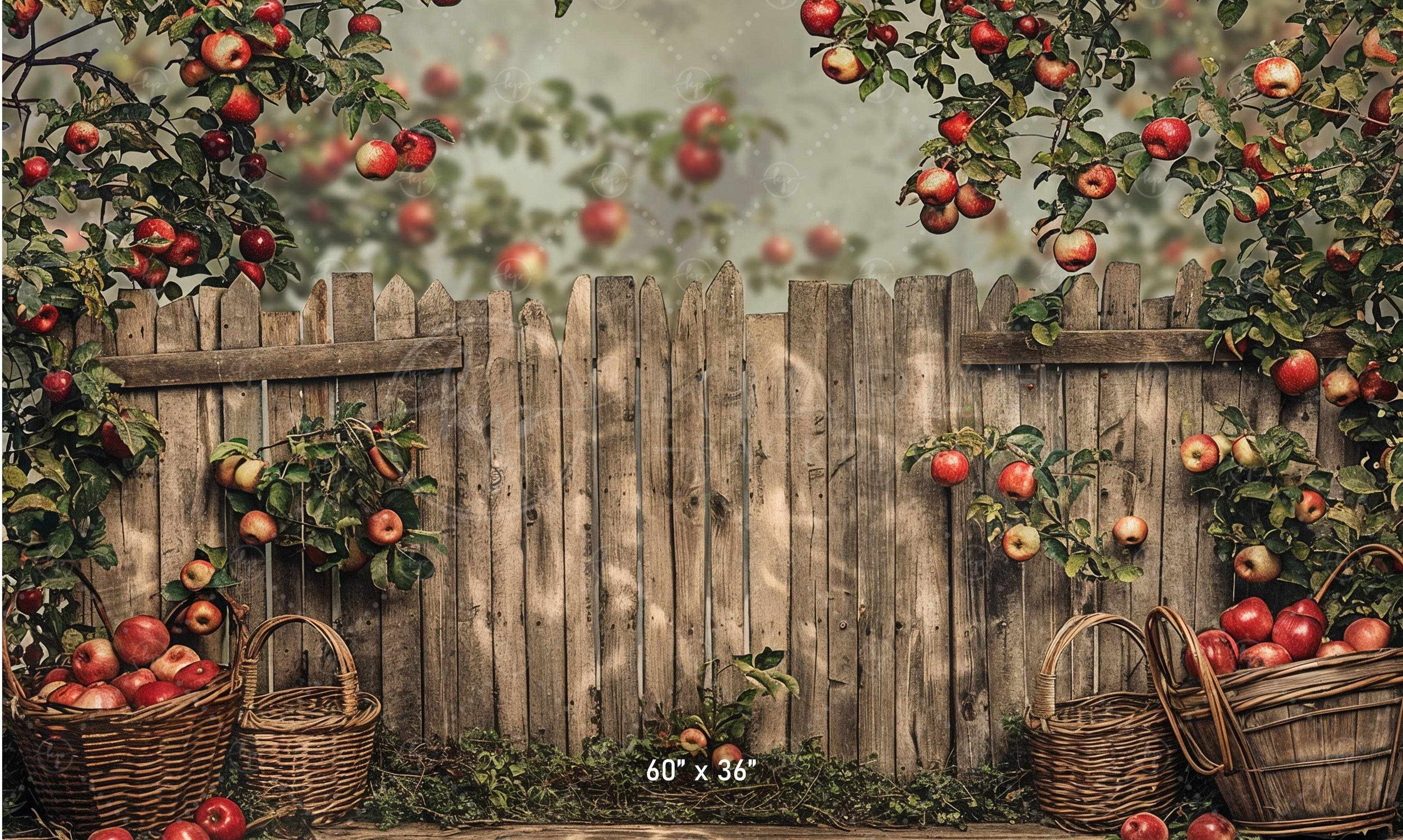 Rustic Apple Orchard Fence Backdrop – Kiarah Backdrops