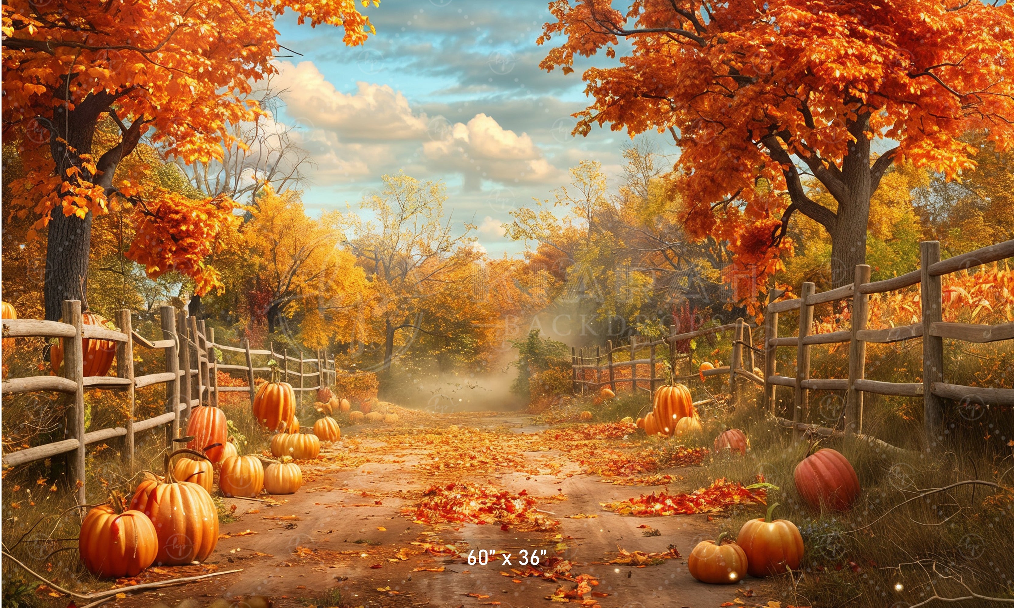 Rustic Autumn Pathway Backdrop – Kiarah Backdrops