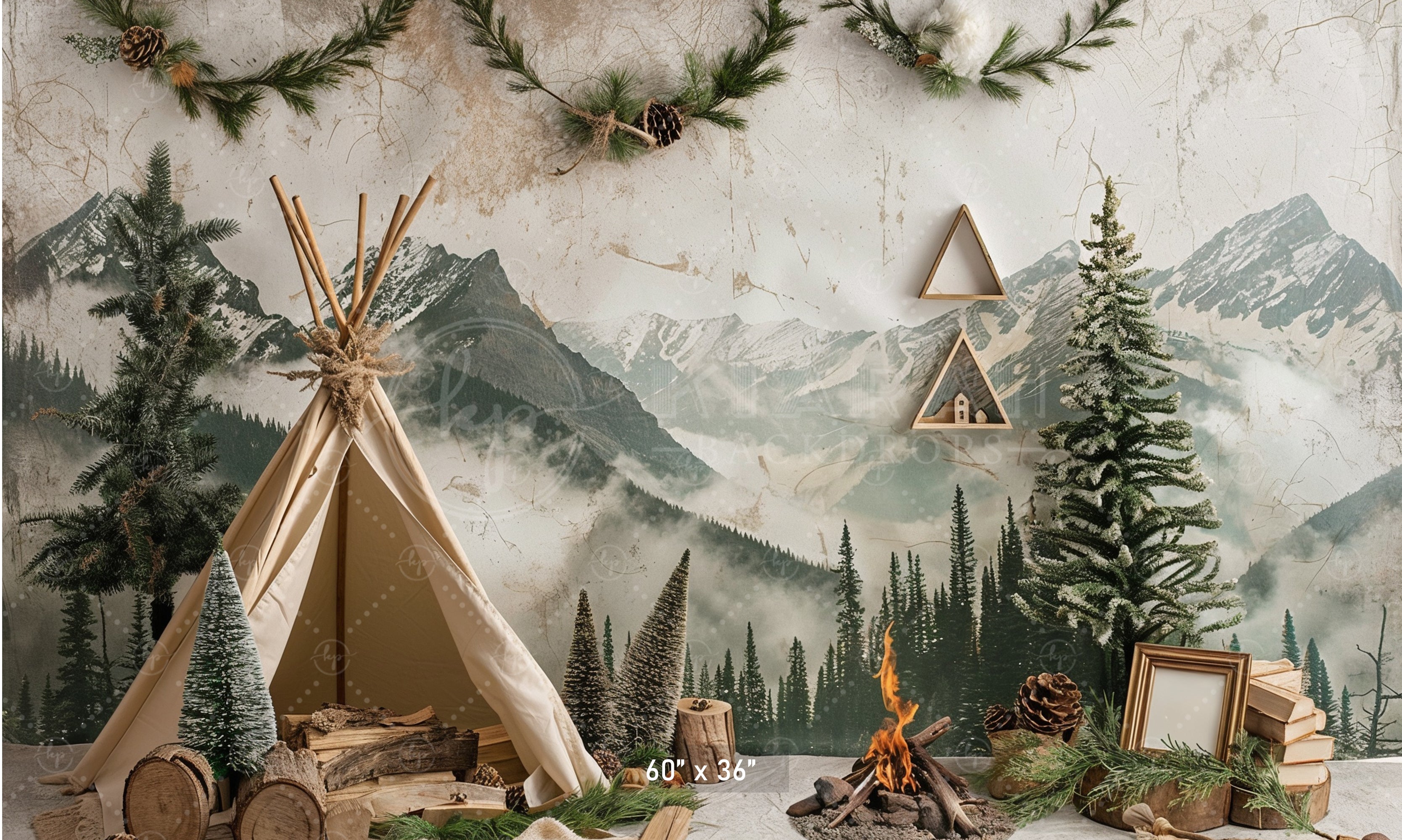 Rustic Mountain Wilderness Backdrop – Kiarah Backdrops