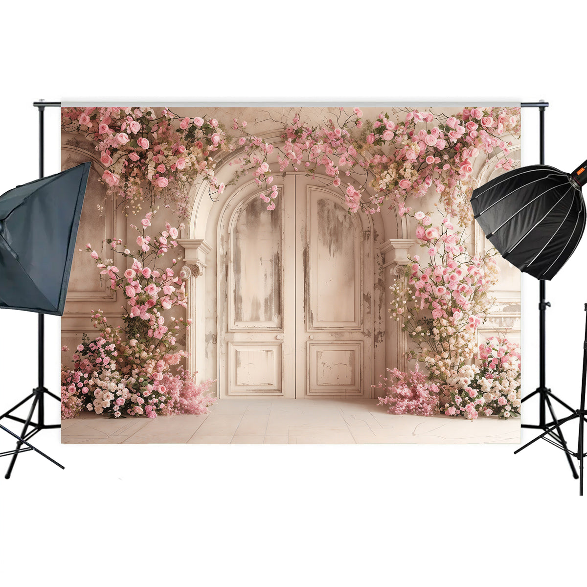 Romantic Floral Archway Door Backdrop – Kiarah Backdrops