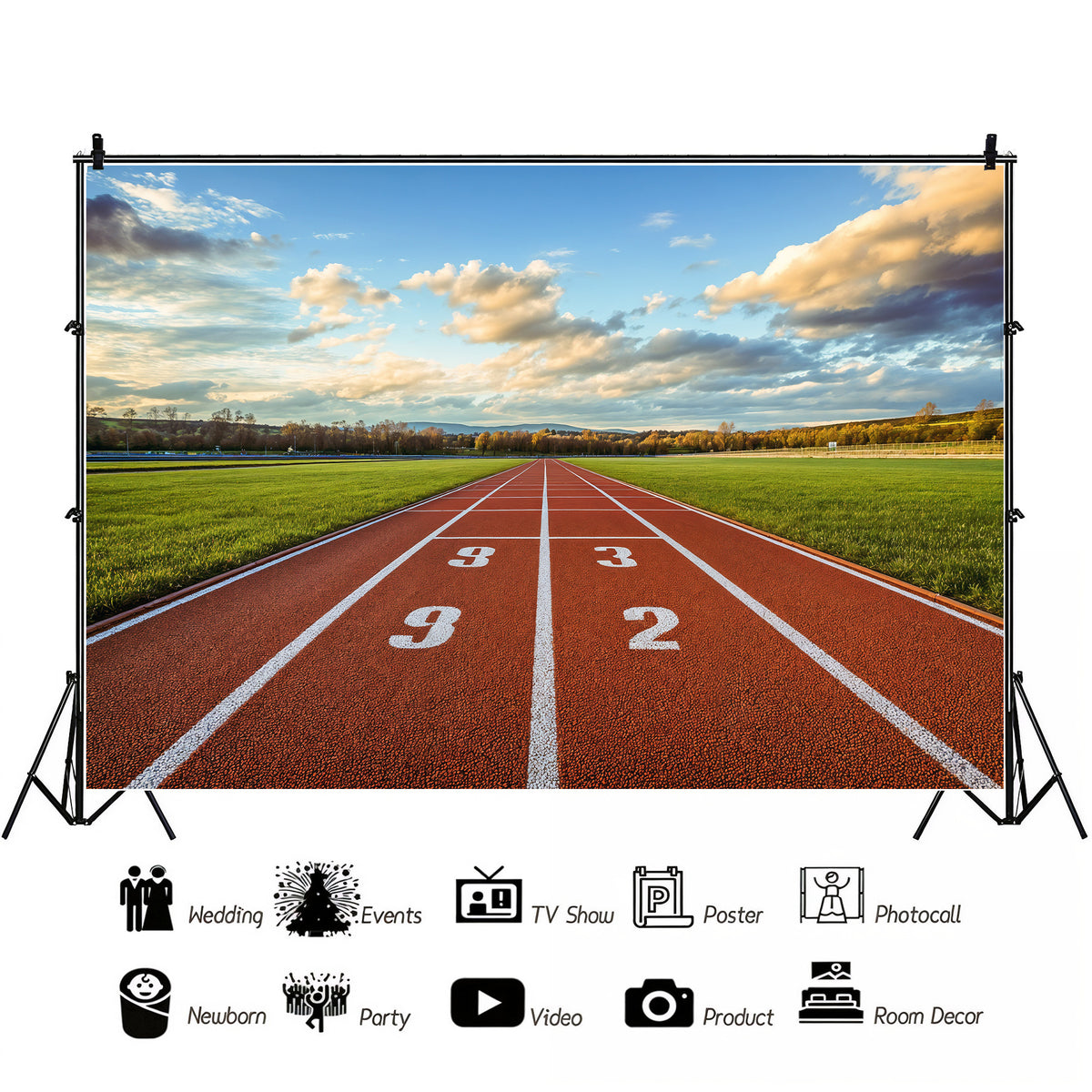 Straight Athletic Running Track Backdrop – Kiarah Backdrops