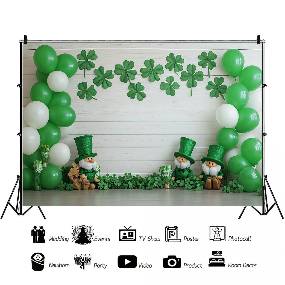 Rustic Shamrock & Gnome Gathering Backdrop – Kiarah Backdrops