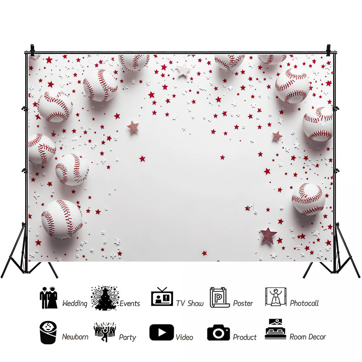 Baseball & Stars Celebration Backdrop – Kiarah Backdrops