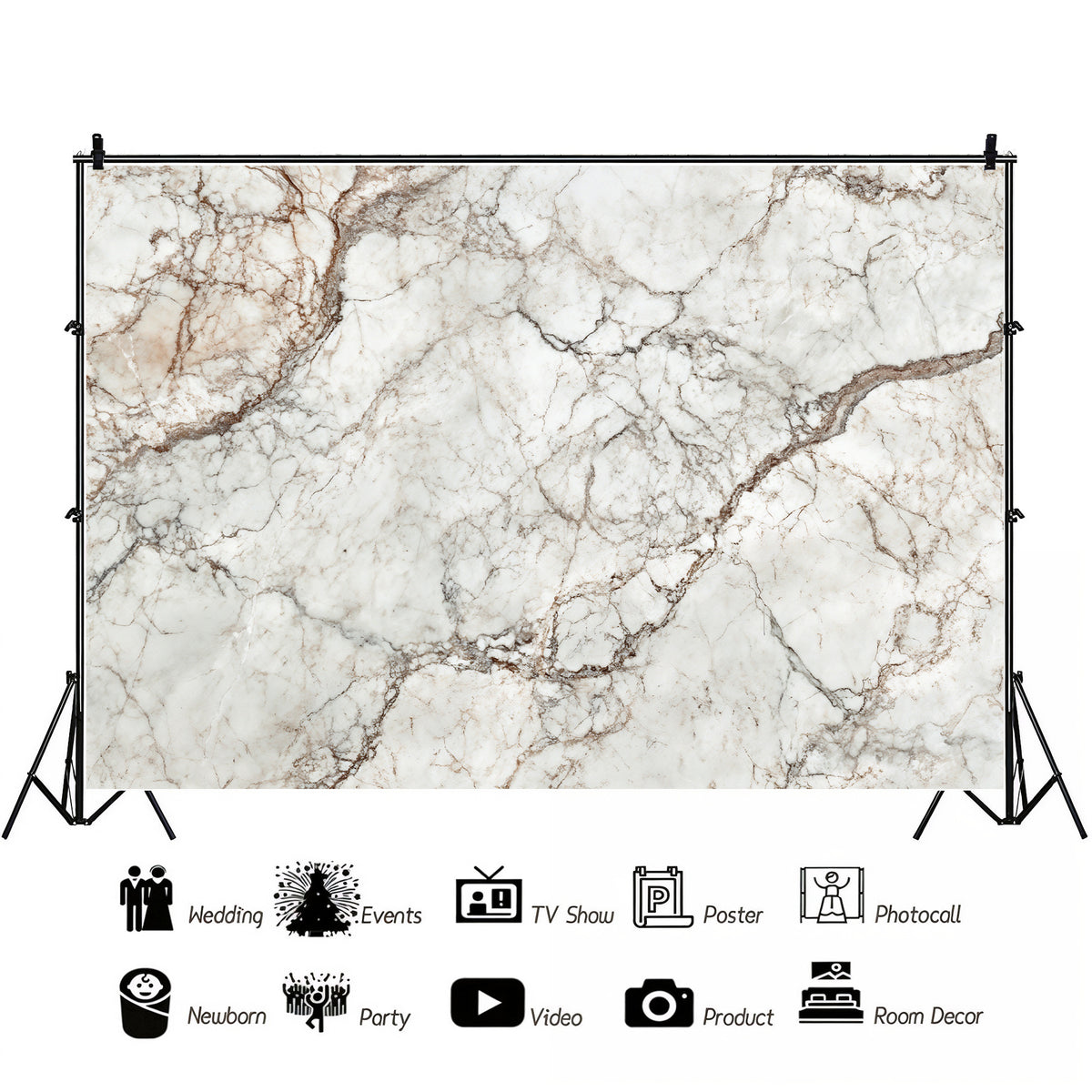 Classic White & Brown Marble Backdrop – Kiarah Backdrops