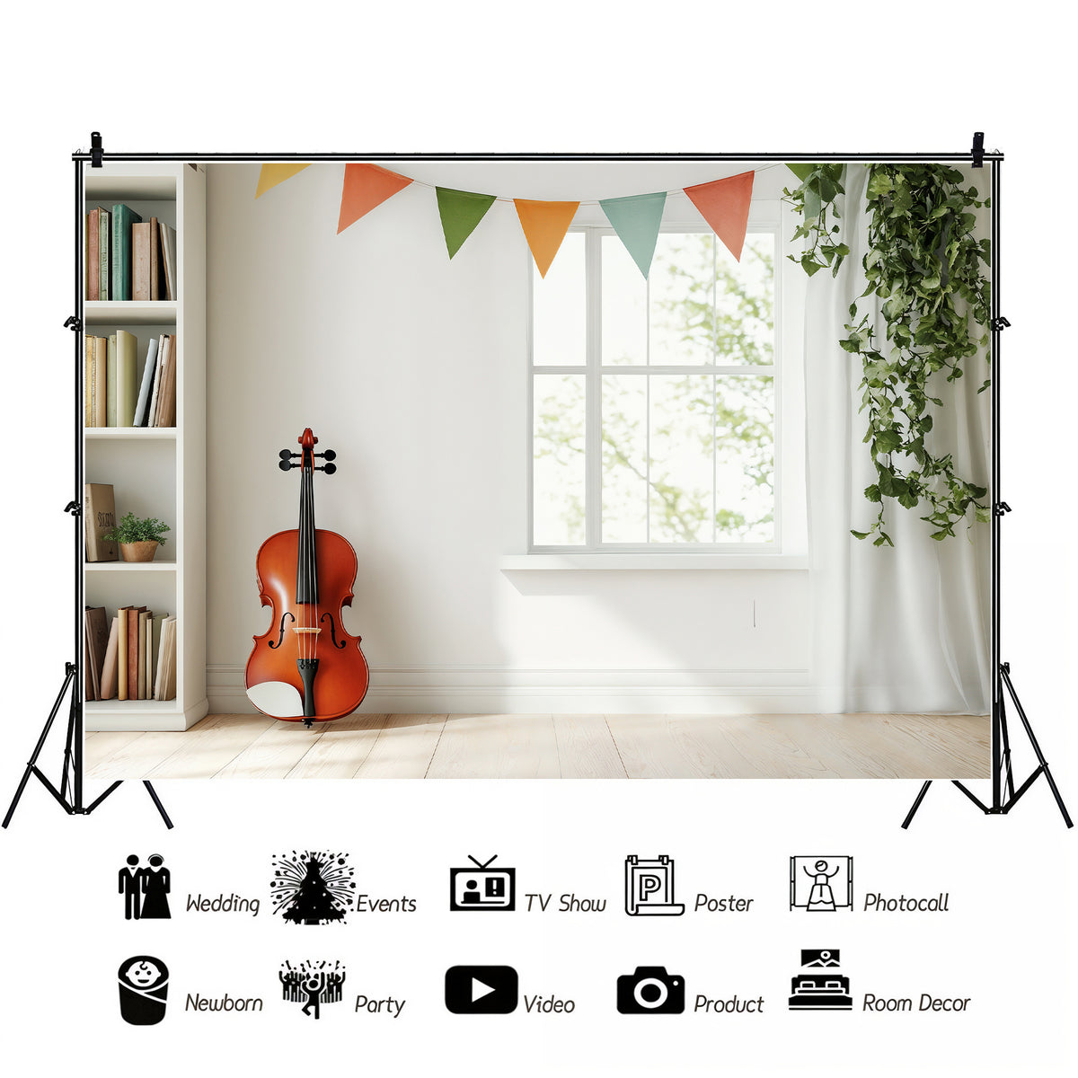 Bright Music Room Window Backdrop – Kiarah Backdrops